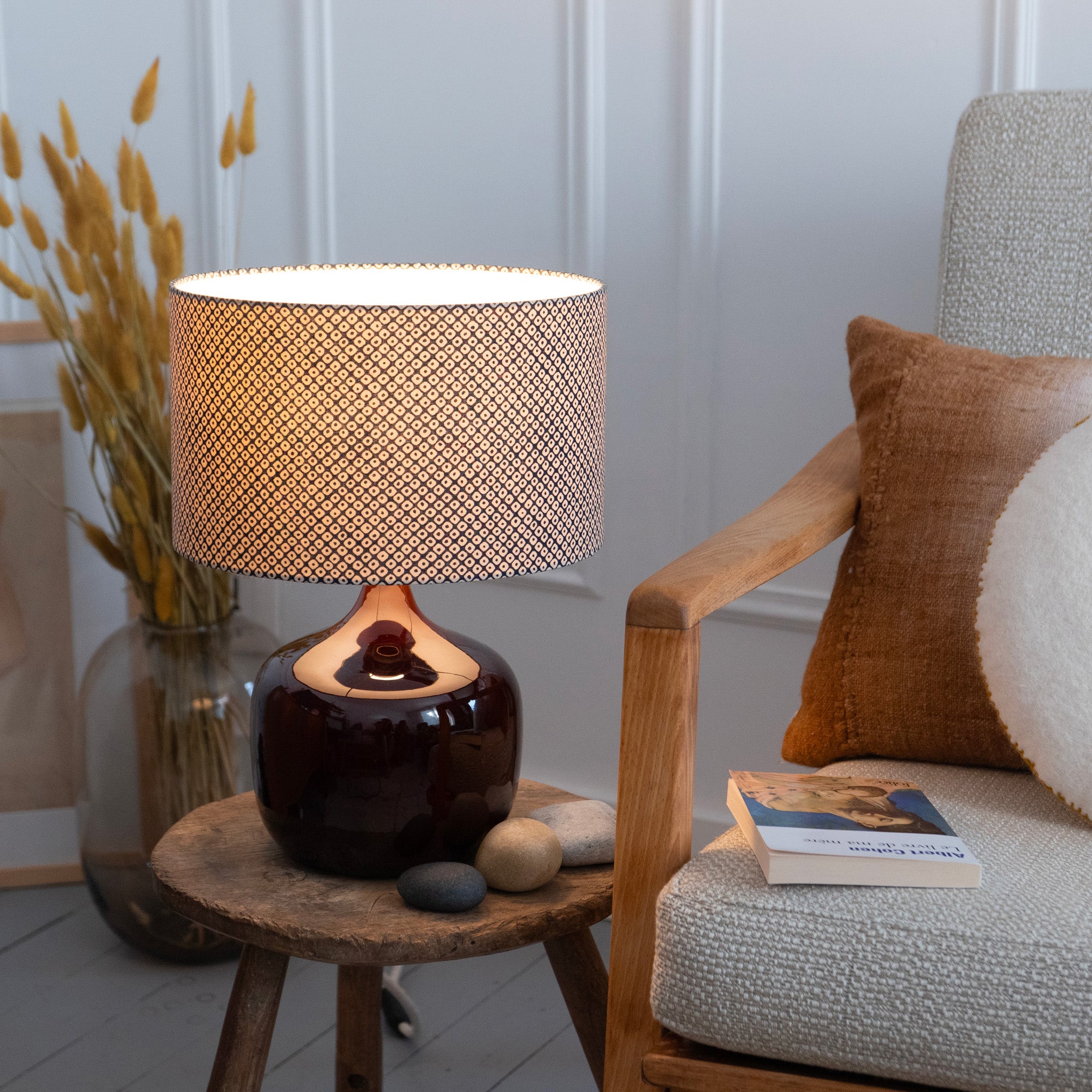 Lampe céramique en grès émaillé terracotta brun - Terra Moka ...