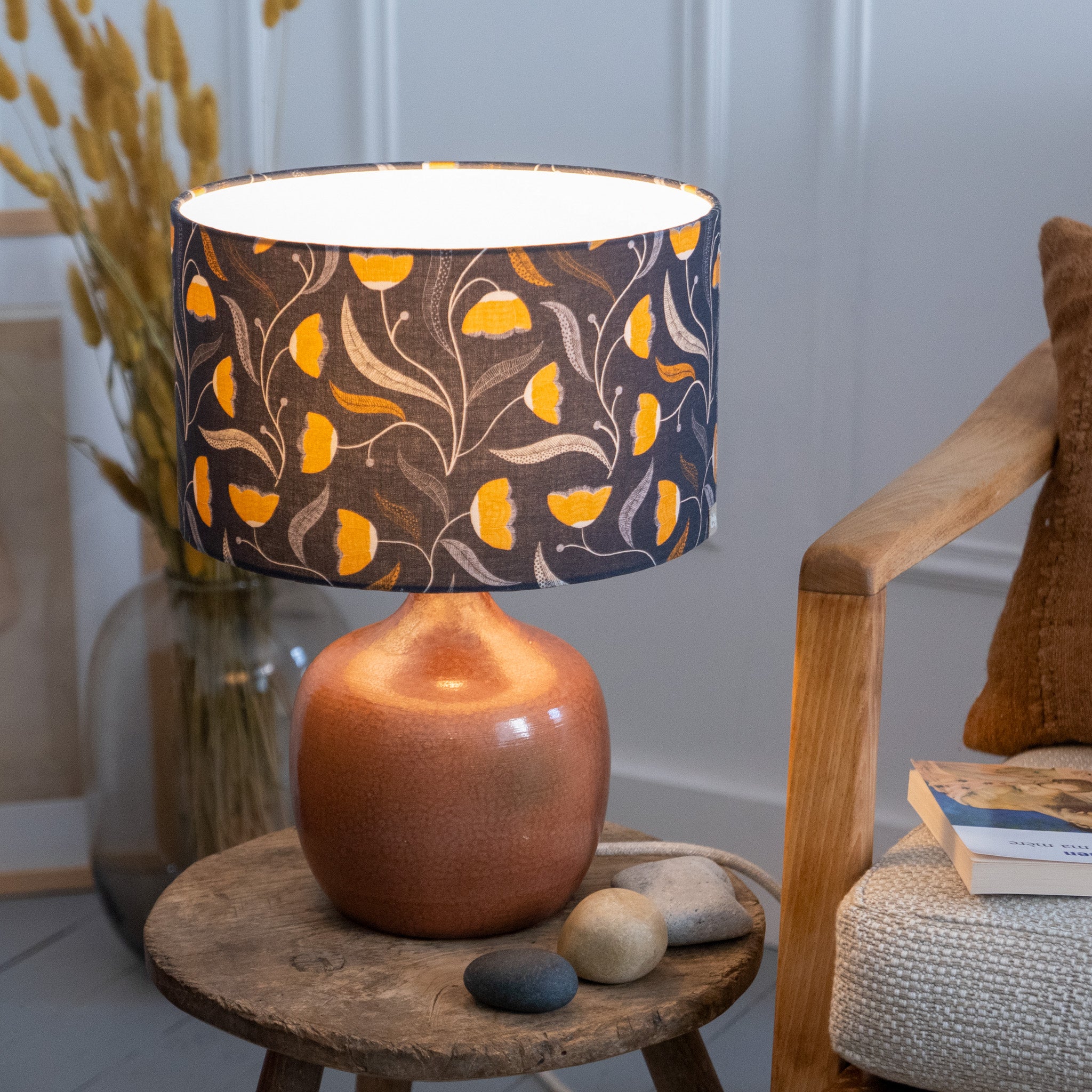 Lampe céramique en grès émaillé terracotta cuivré - Terra Cannelle ...